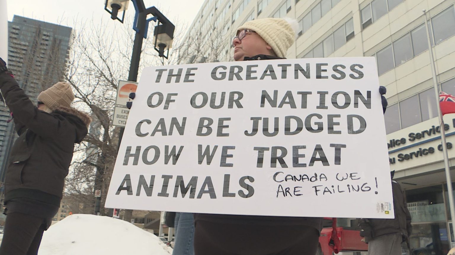Protest outside Winnipeg police HQ raises concerns on animal cruelty
