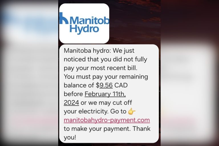 Manitoba Hydro warning customers about text message scam