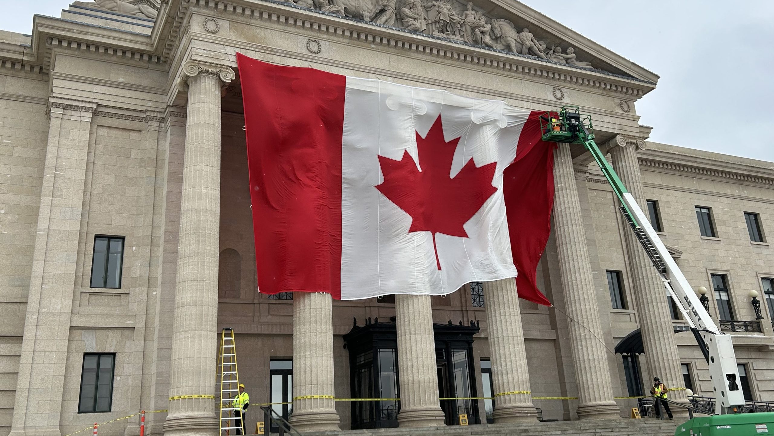Manitoba Government Adopts Fixes Giant Canadian Flag